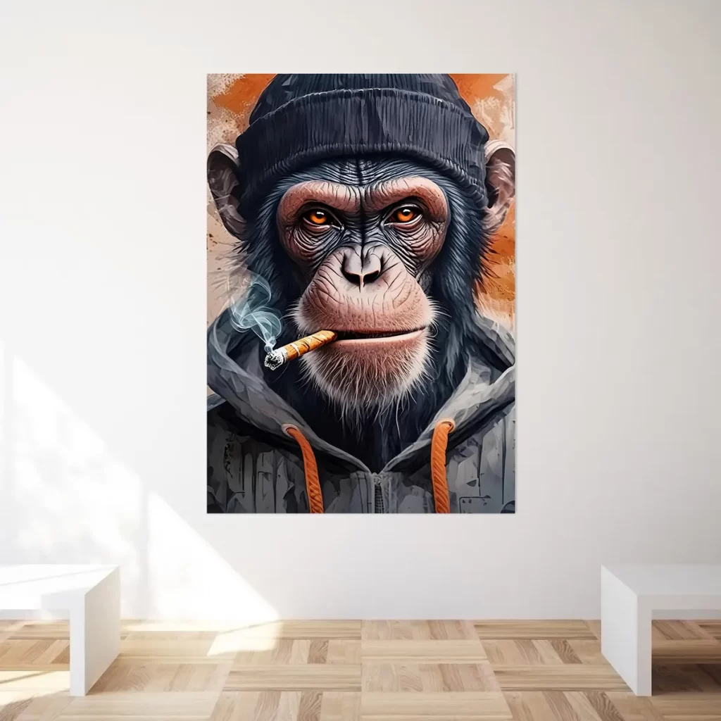 Tableau Singe Qui Fume - Art Urbain et Contemporain | Tableaux-déco.fr